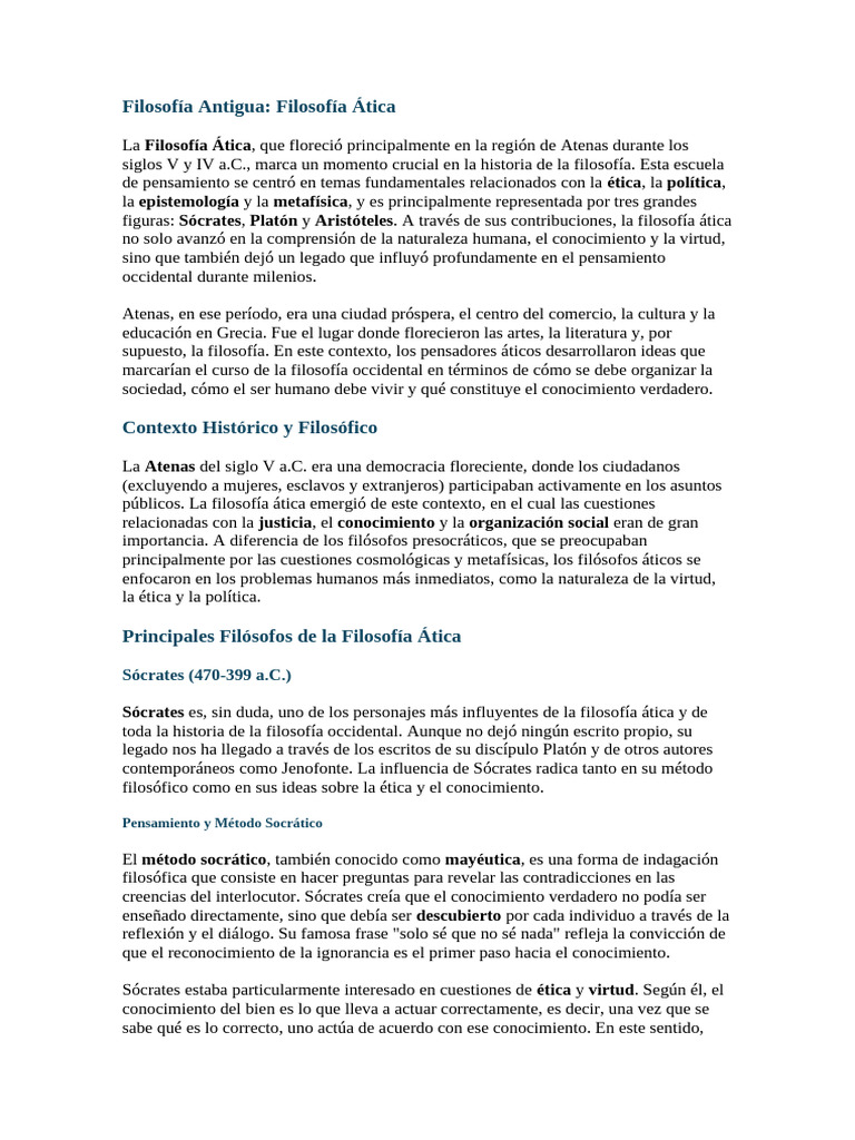 Filosofia Atica | PDF | Platón | Sócrates