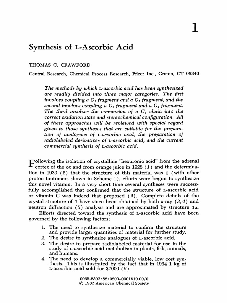 Crawford 2009 Synthesis of L Ascorbic Acid | PDF | Vitamin C | Organic ...