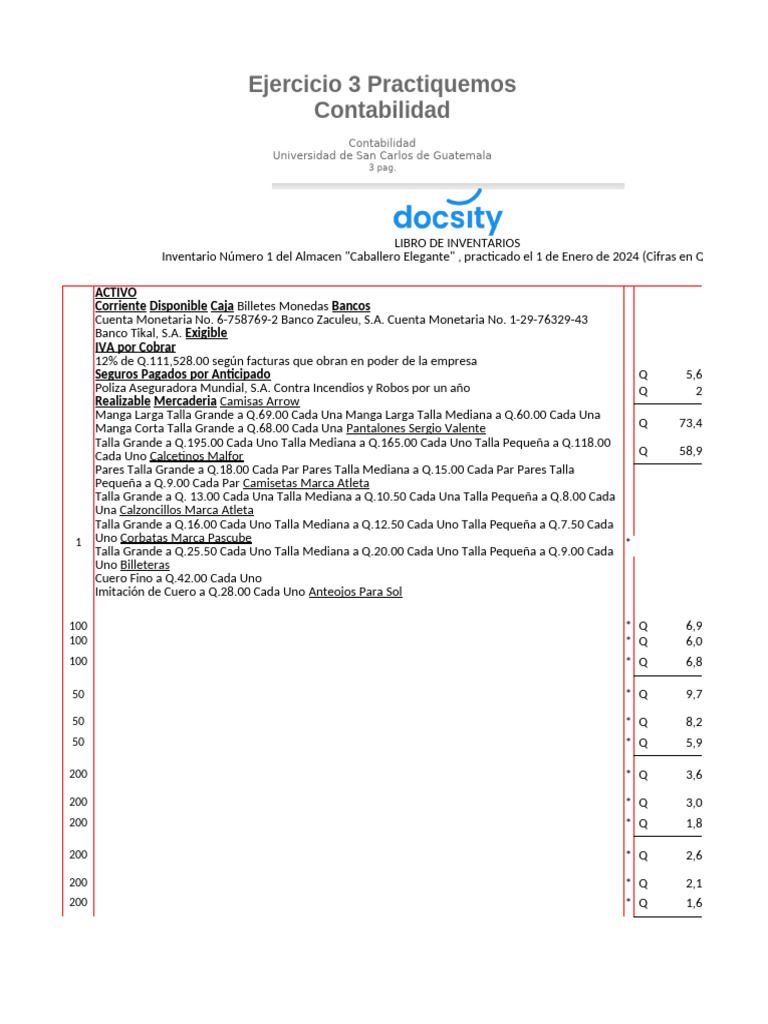Ejercicio 3 Practiquemos Contabilidad | PDF | Economias | Contabilidad