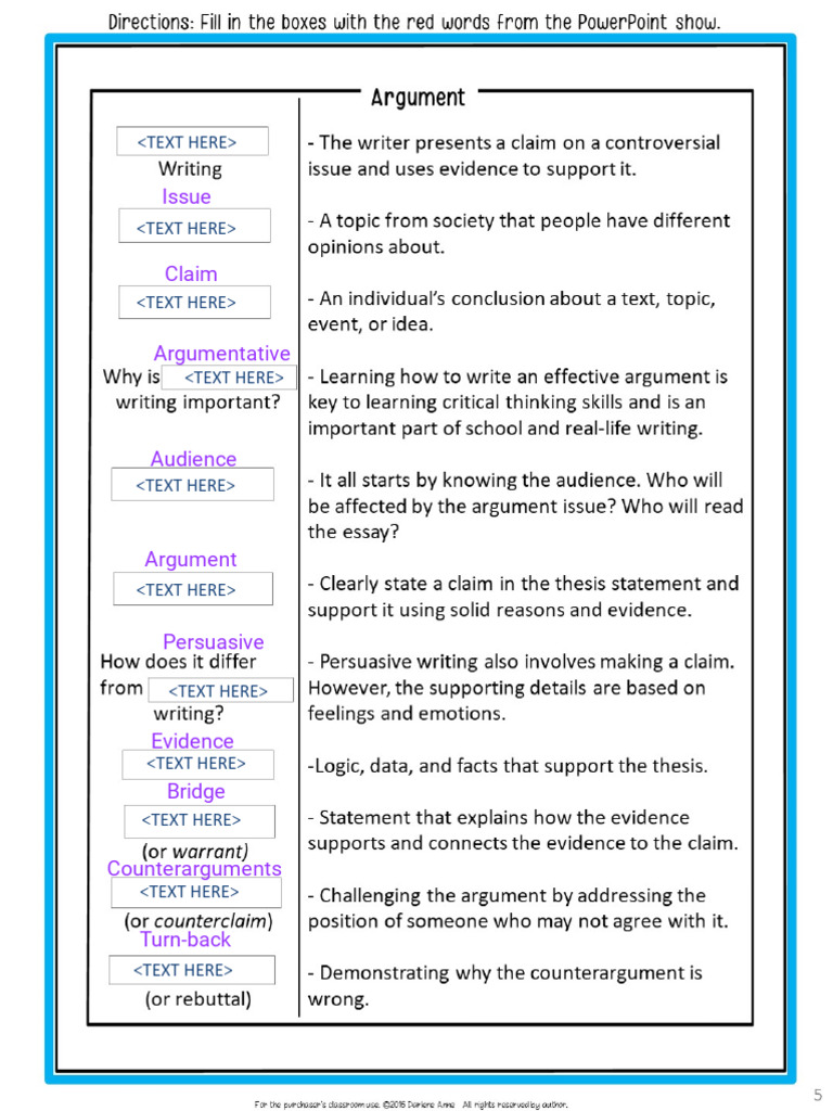 Argumentative Writing Structure Guide | PDF