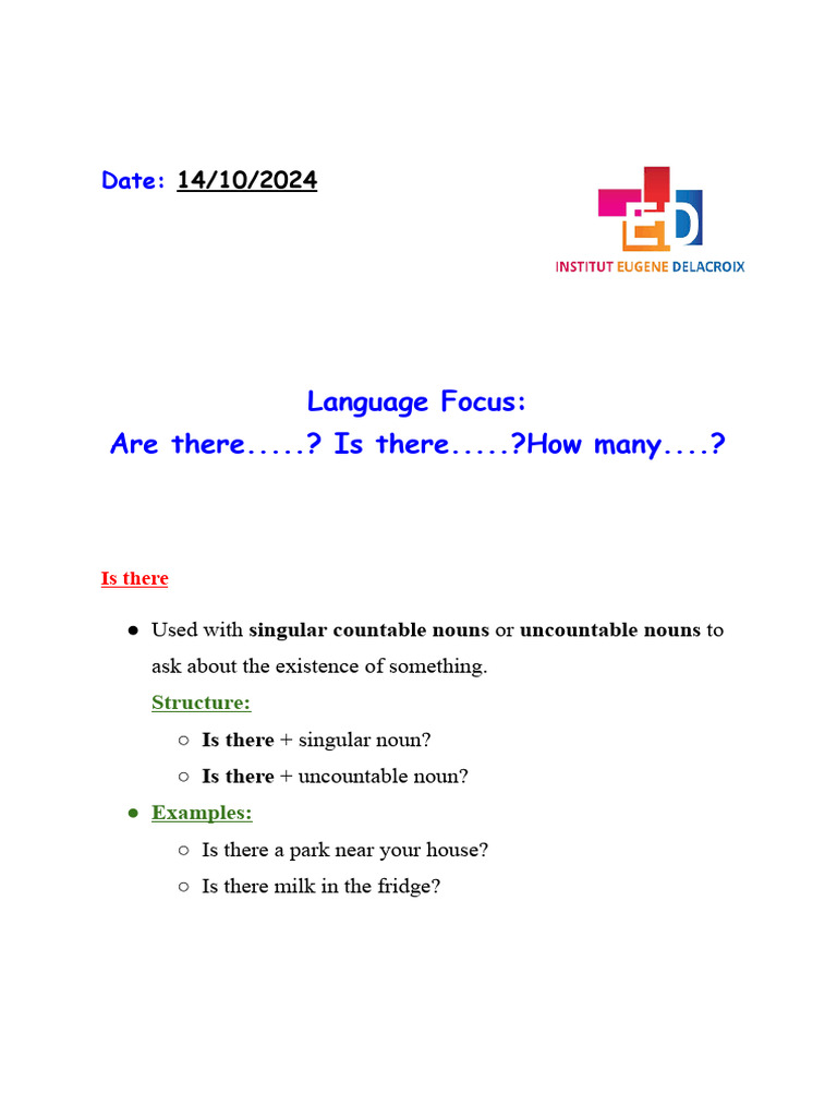ELARRAUD1 - 1729985216420 - Is There Are There and How Many | PDF