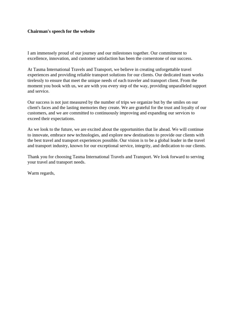 Chairmans Testomonial For The Website | PDF