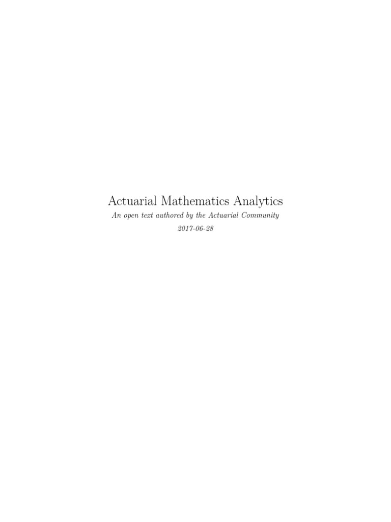 L5 - Actuarial Mathematics Analytics vol. 1 | PDF | Curriculum | Data