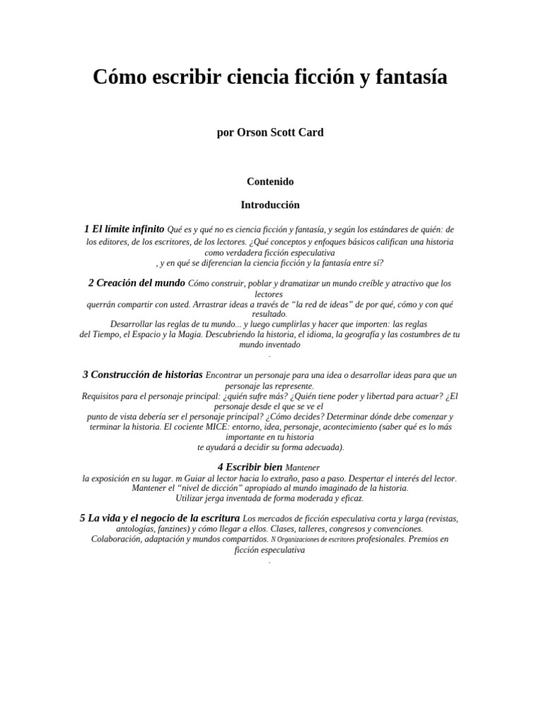 Cómo escribir ciencia ficción y fantasía | PDF | Ciencia ficción | Fantasía