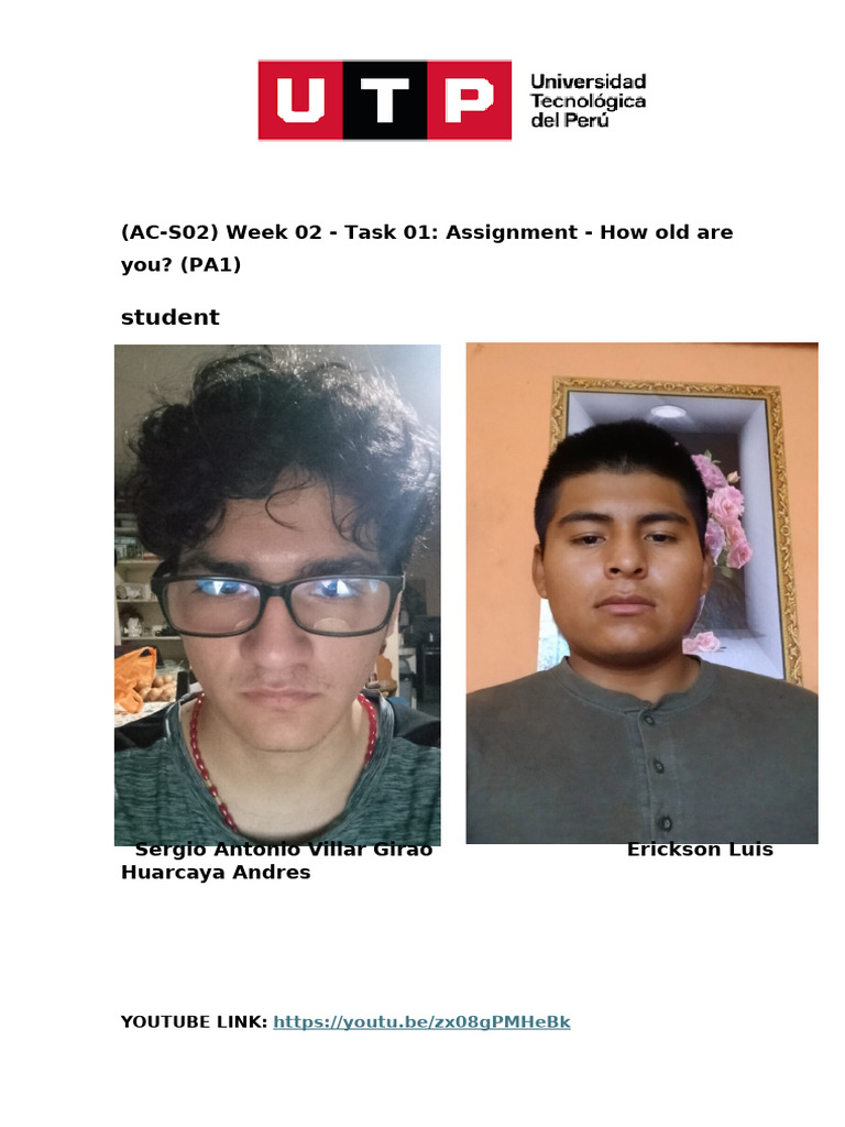 (AC-S02) Week 02 - Task 01 Assignment - How Old Are You (PA1) | PDF