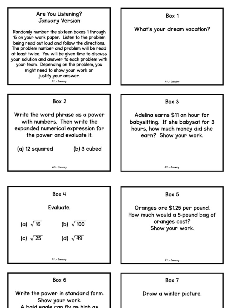 January Math Problem Solving Guide | PDF