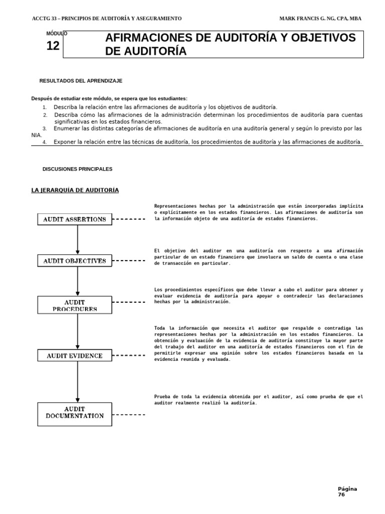 Afirmaciones y Objetivos de Auditoría | PDF | Auditoría | Contabilidad