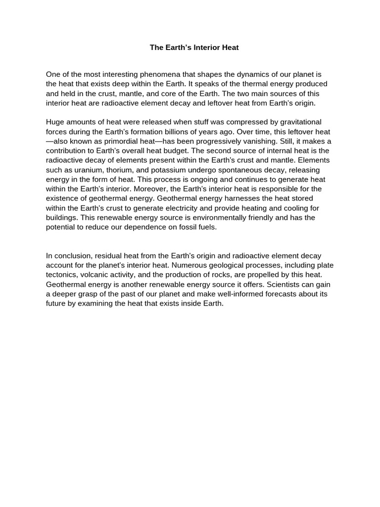 The Earth Interior Heat | PDF