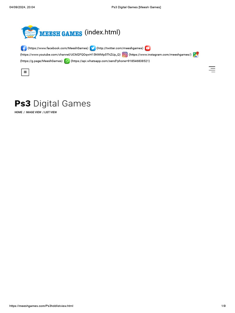 Ps3 Digital Games [Meesh Games] | PDF | Play Station 3