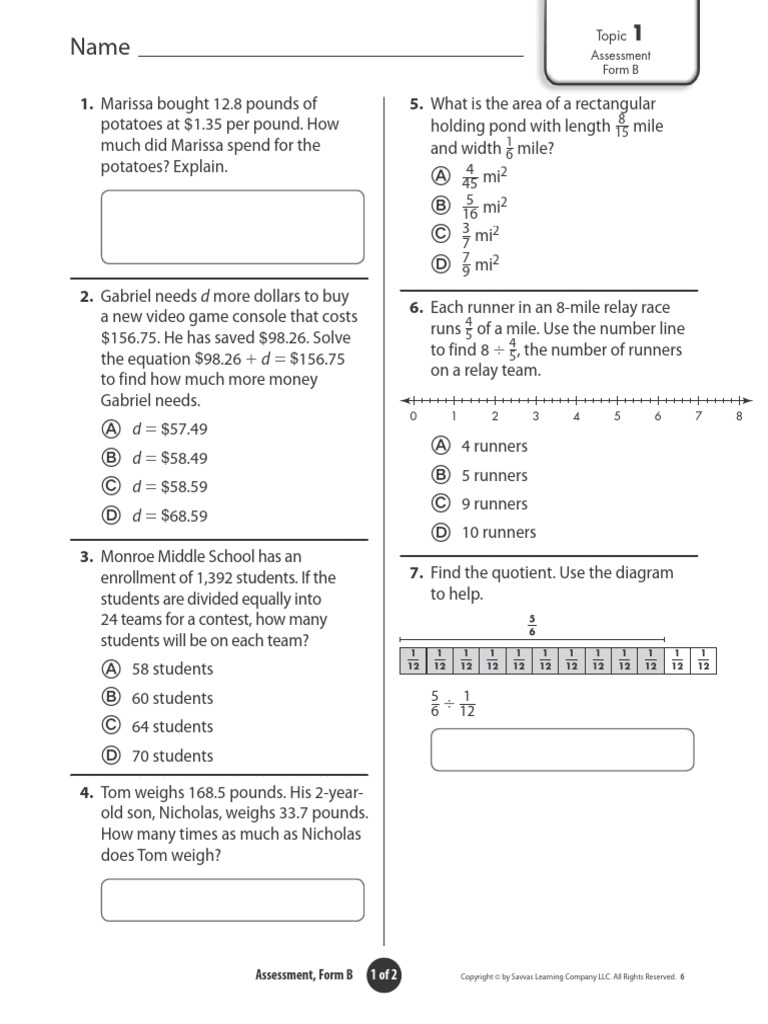 Printable Topic 1 Assessment B | PDF