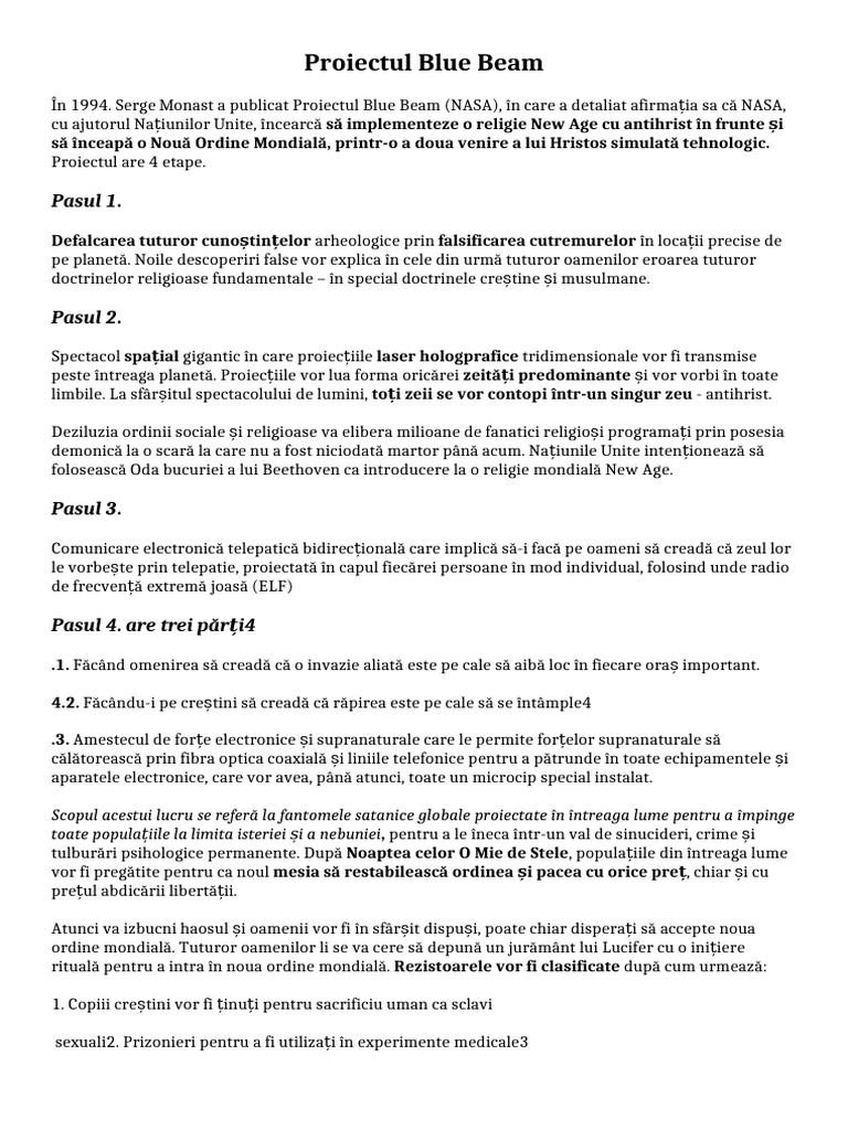 Proiectul Blue Beam | PDF