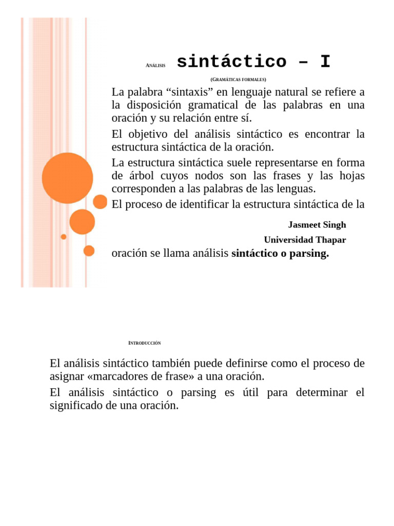 Análisis Sintáctico - I | PDF | Oración (Lingüística) | Sintaxis