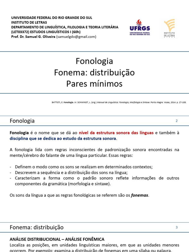 Distribuição de Fonemas e Pares Mínimos | PDF | Fonologia | Fonema