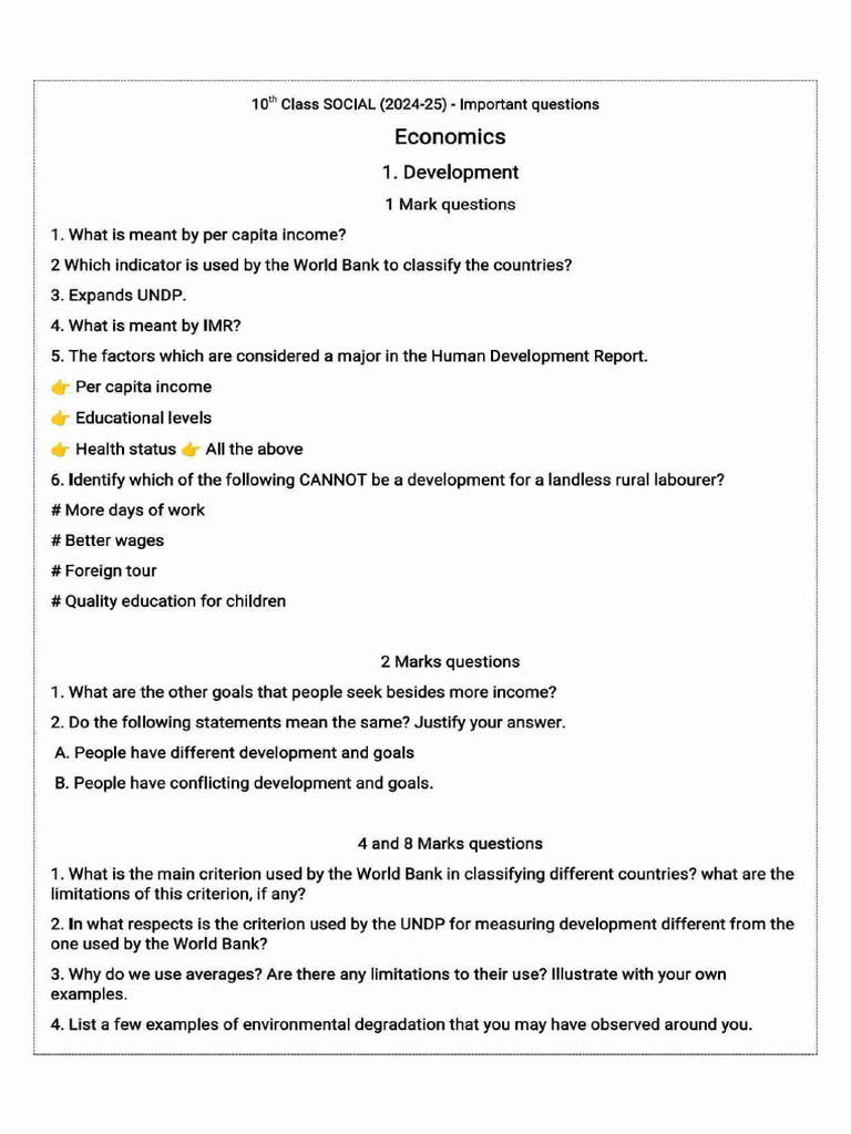 SOCIAL STUDIES All Parts Imp Questions | PDF