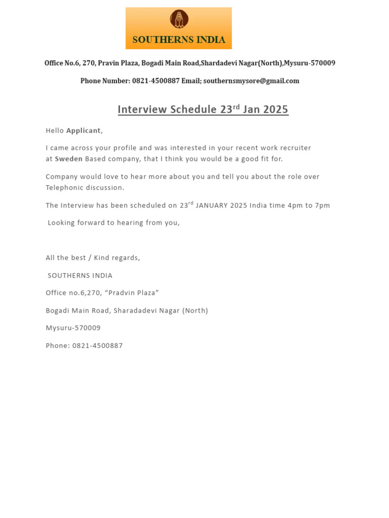 Interview Offer Letter - Copy (3) | PDF