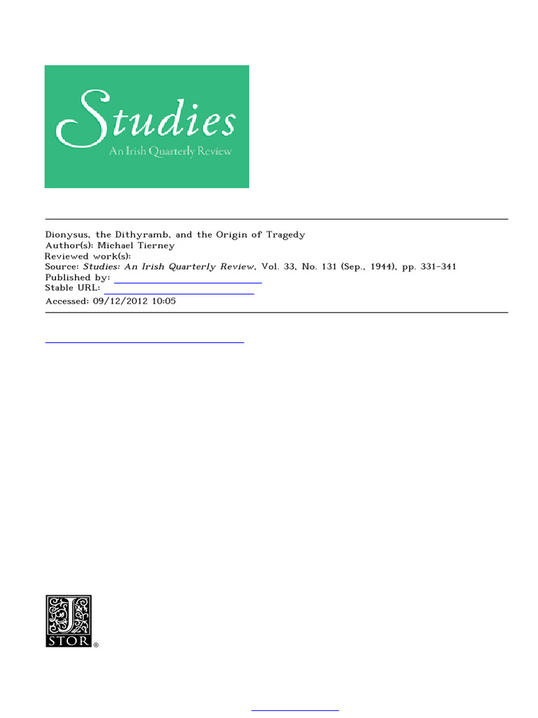 Tragedy’s Roots: Dionysus and Dithyramb | PDF | Greek Tragedy | Tragedy
