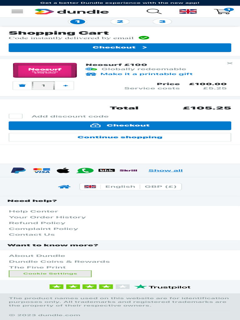 Shopping Cart Review Your Order Dundle (GB) | PDF