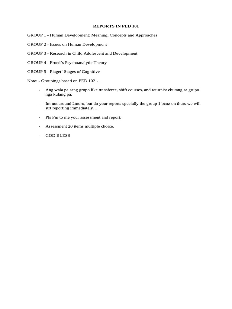 Reports in Ped 101 | PDF