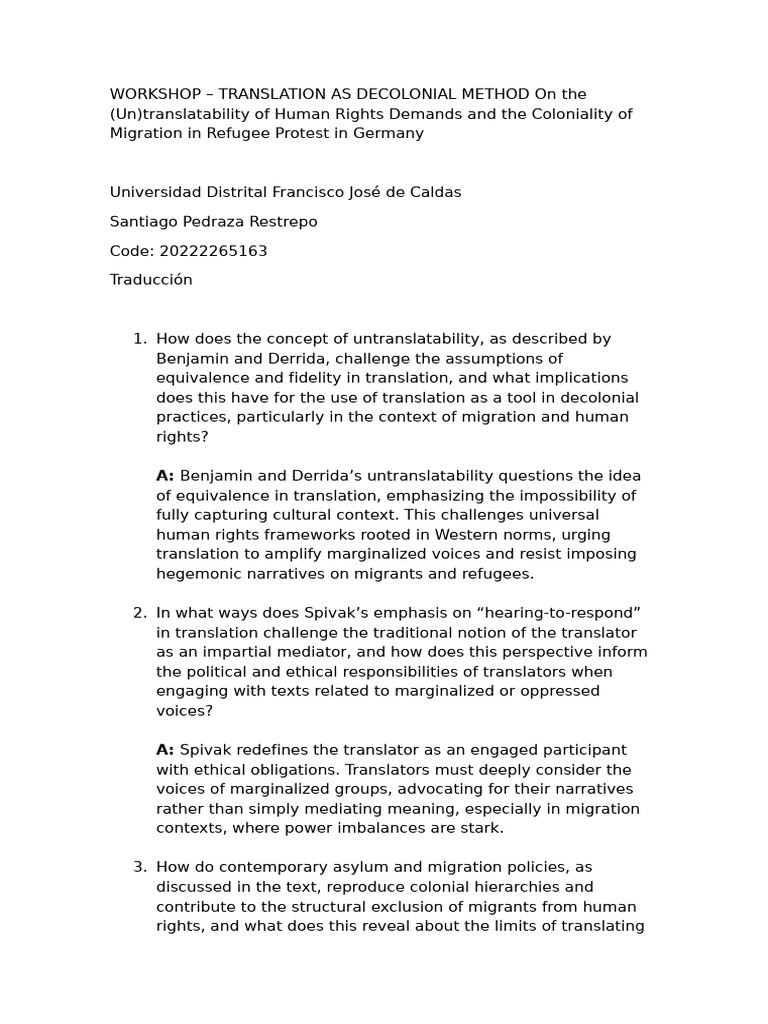 Decolonizing Translation in Migration Rights | PDF | Human Migration ...