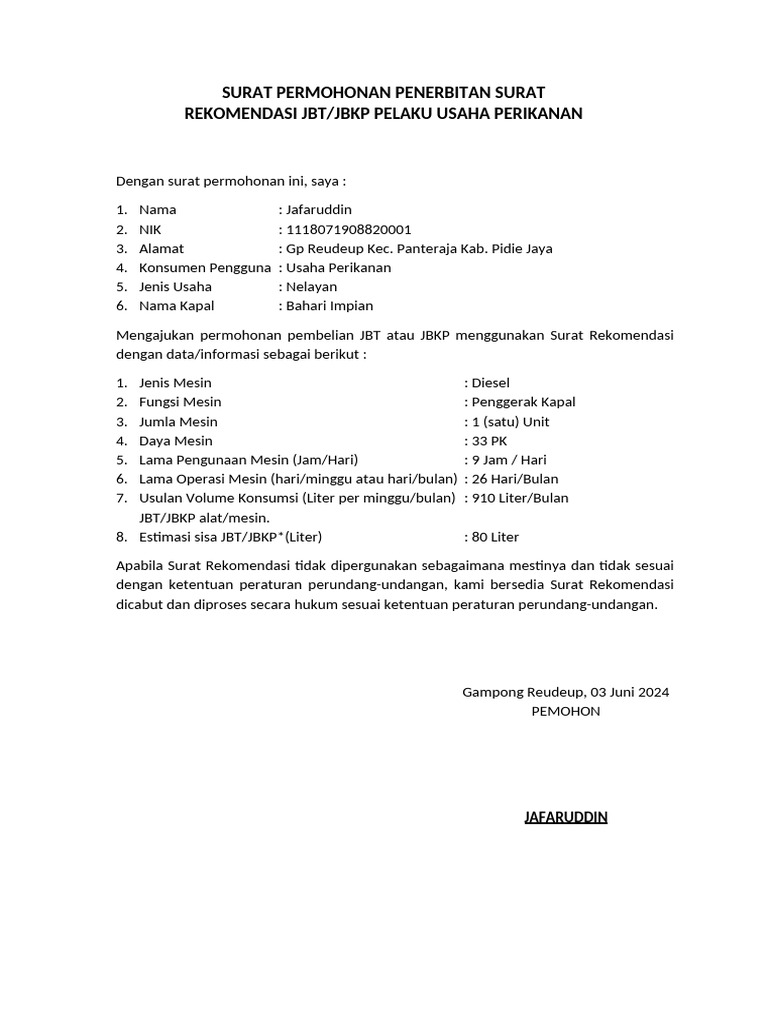 Surat Permohonan Penerbitan Surat Pawang Dang | PDF