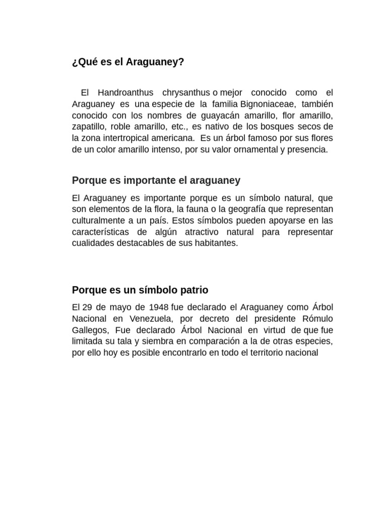 Qué Es El Araguaney | PDF