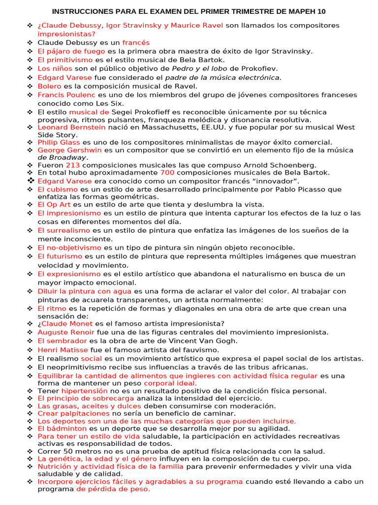 Mapeo 10 Puntos 1q | PDF | Pinturas | Impresionismo