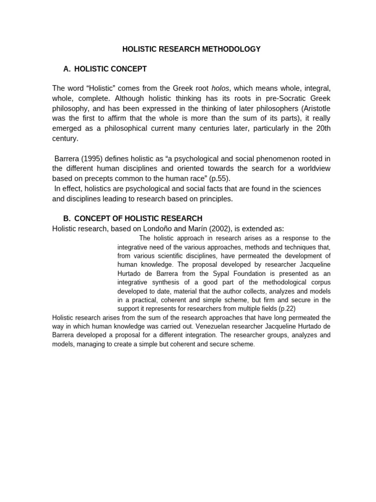 Holistic Research Methodology | PDF | Holism | Epistemology