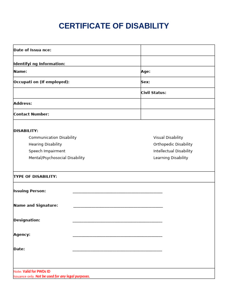 Certificate of Disability | PDF