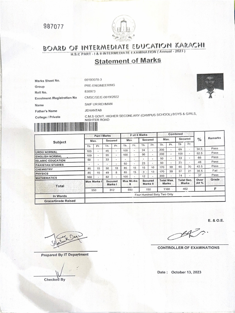 Saif Ur Rehman Inter | PDF
