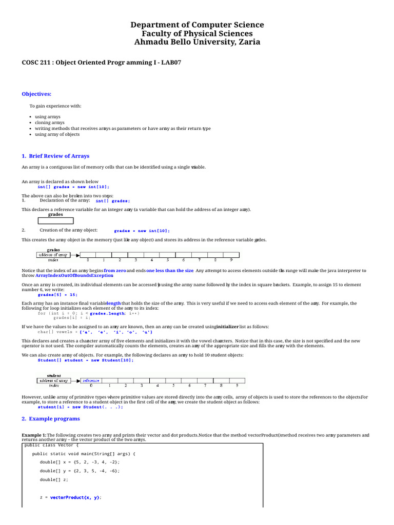 LAB07-Department of Computer Science | PDF | Integer (Computer Science ...