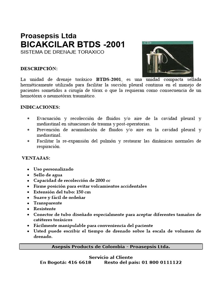 Ficha Tecnica-Sis Drenaje Toracico | PDF