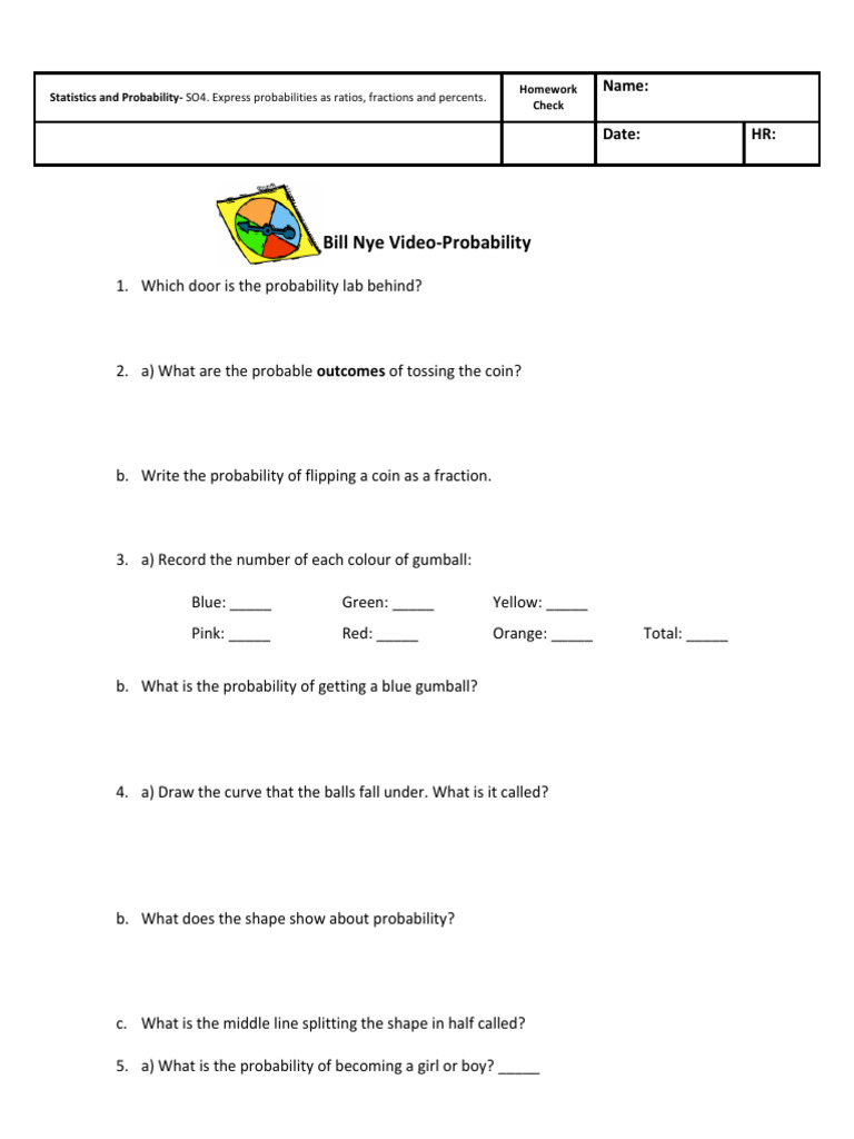 Bill Nye Probability Worksheet | PDF