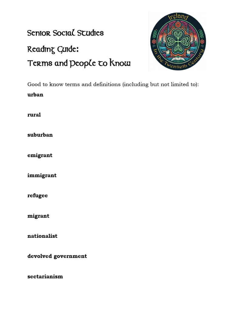 Senior Social Studies Reading Guide 2025 v2 | PDF