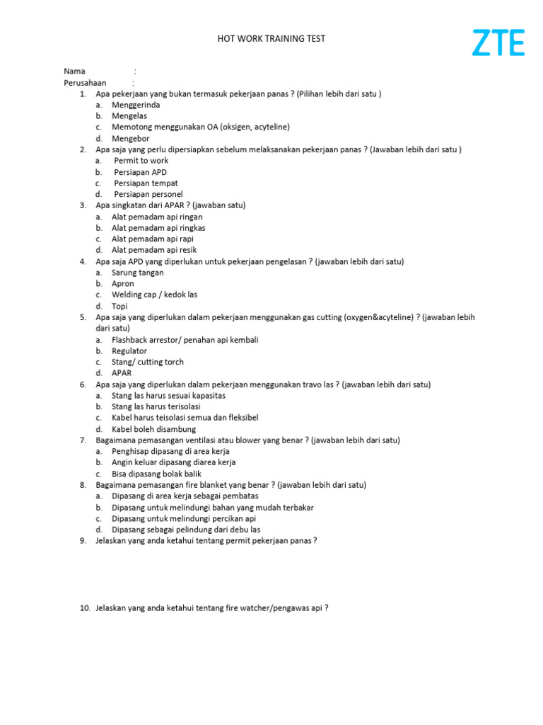 Pelatihan Pengawas Api Pekerjaan Panas | PDF