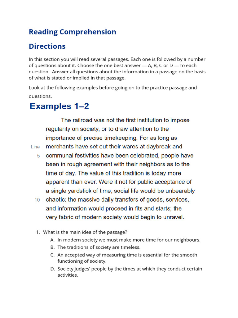 Reading Comprehension - TOEFL LIKE PRACTICE - Hendi | PDF | Clock ...