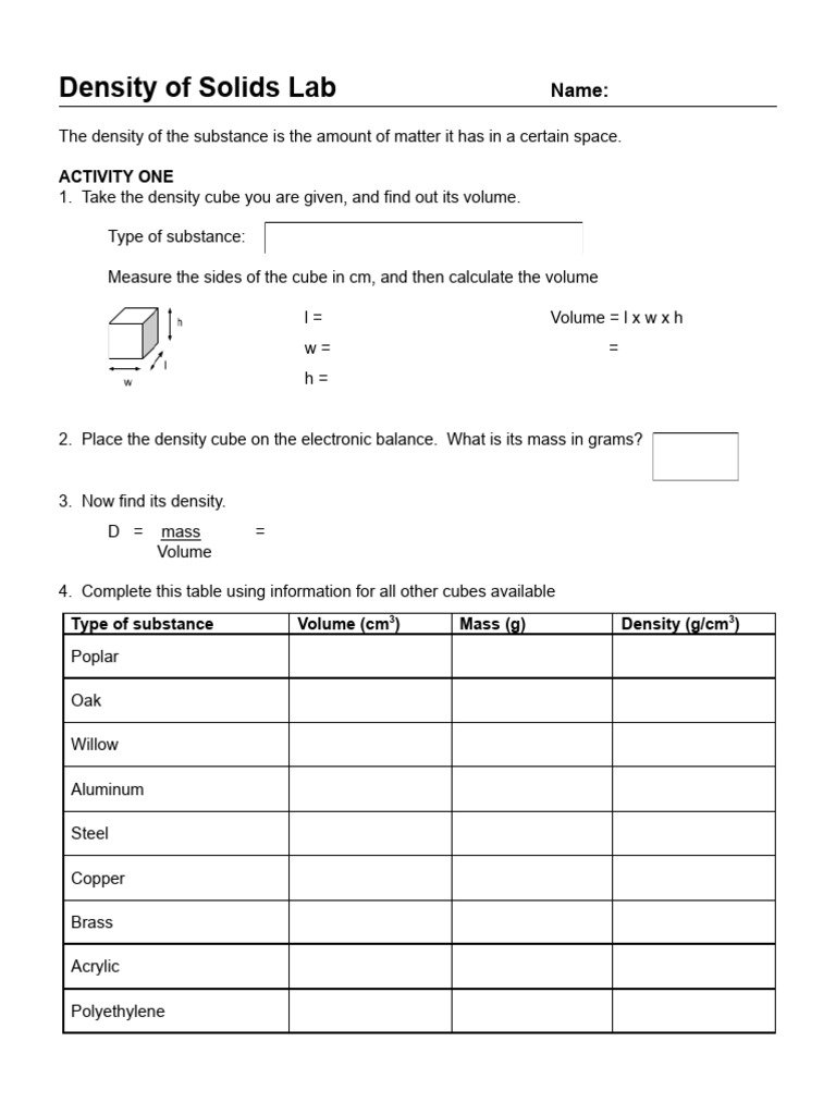 Density of Solids Lab | PDF