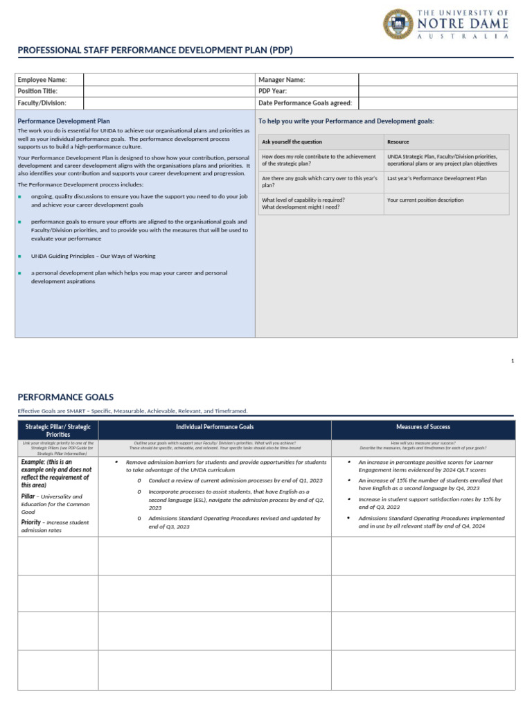 UNDA-Performance-Review-Plan-Professional-Staff | PDF | Goal | Mentorship