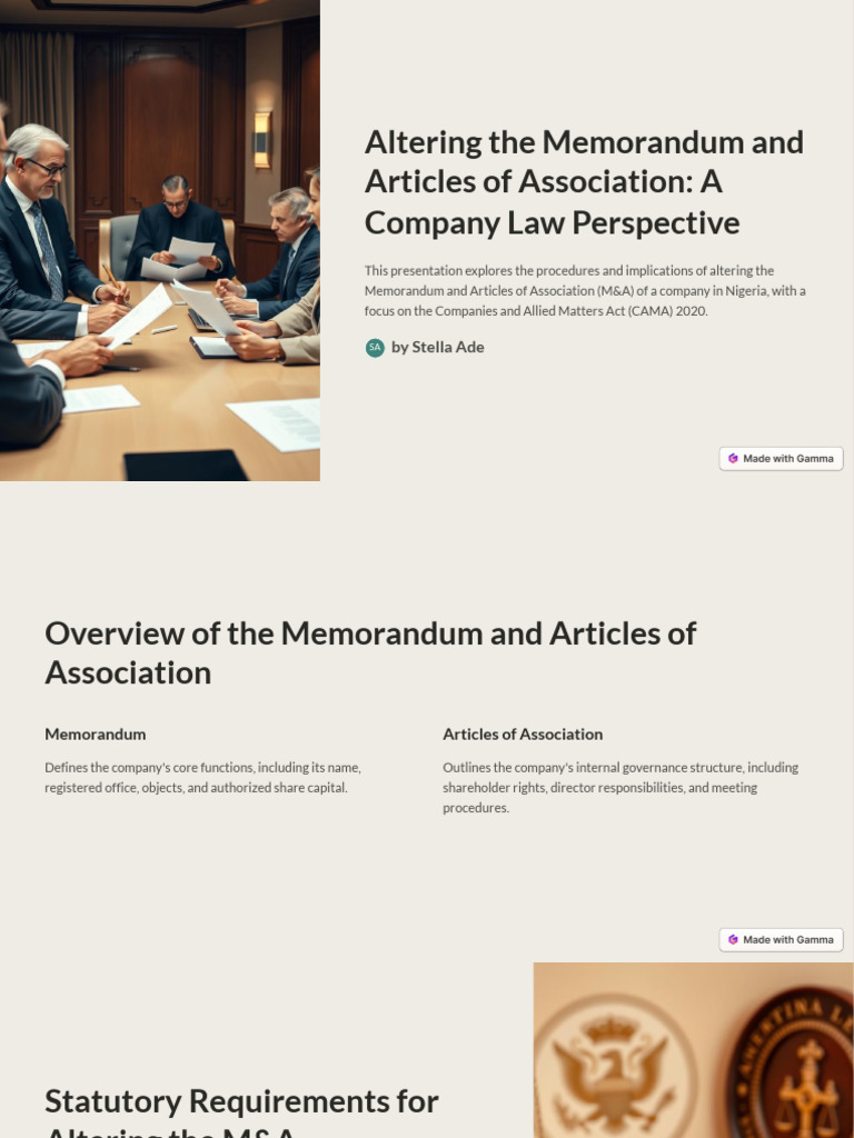 Altering the Memorandum and Articles of Association a Company Law ...