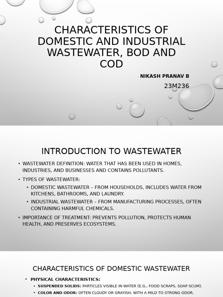 Characteristics of Domestic and Industrial Wastewater, BOD | PDF ...