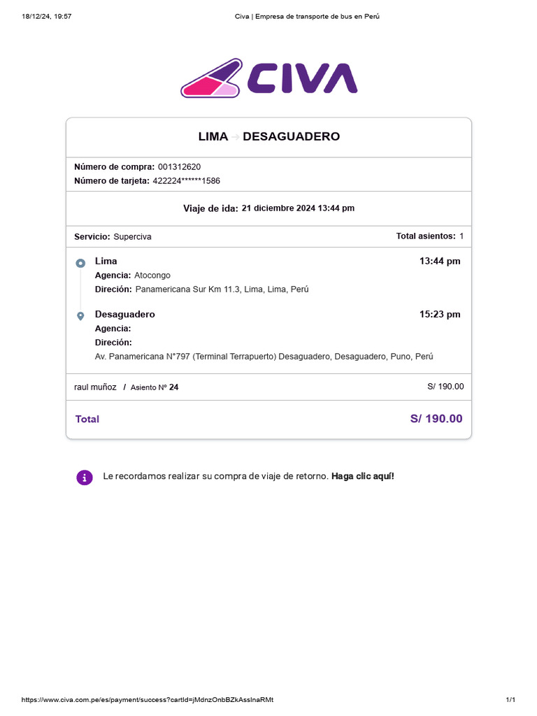 Civa - Empresa de Transporte de Bus en Perú | PDF