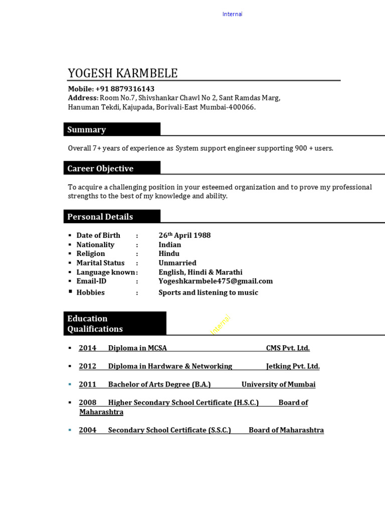 Yogesh Resume | PDF | Desktop Computer | Microsoft Windows Yogesh Resume | PDF | Desktop Computer | Microsoft Windows