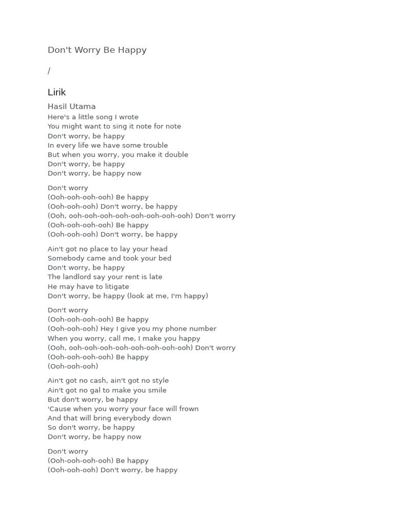 dont worry be happy | PDF | Music Industry | Number One Singles