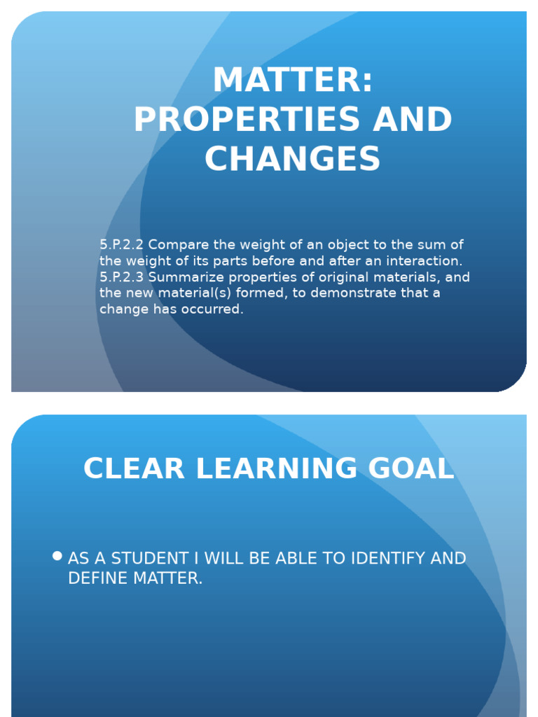 Understanding Matter: States & Changes | PDF | Matter | Liquids