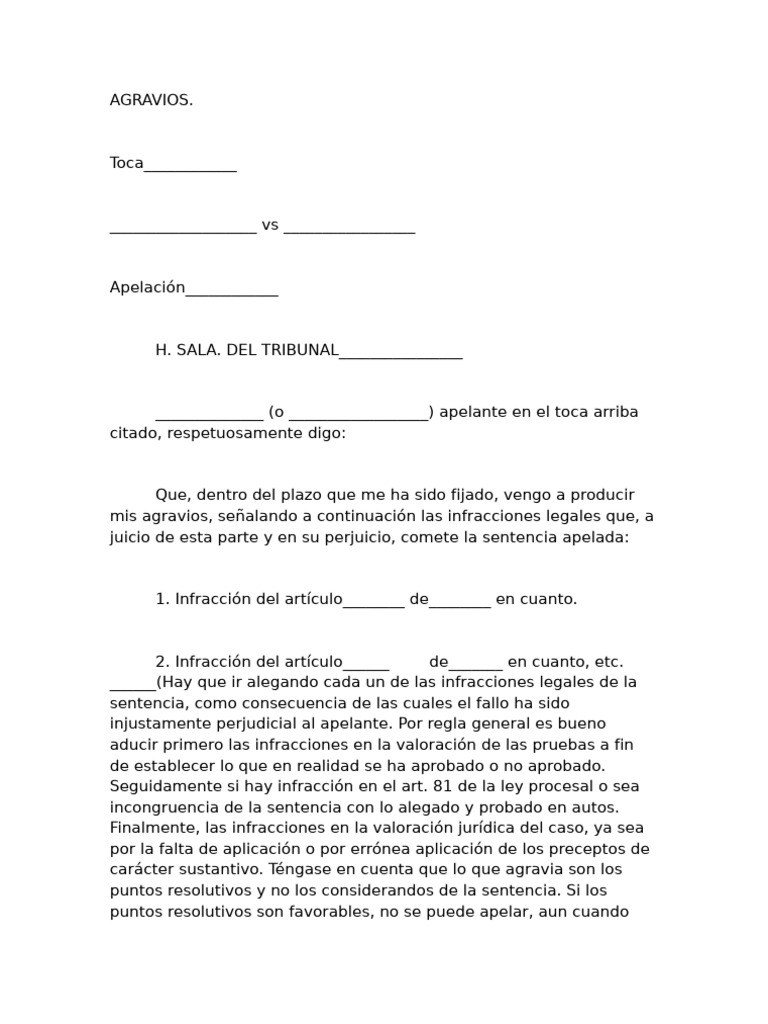 Agravios en Apelación Judicial | PDF | Apelación | Ley procesal