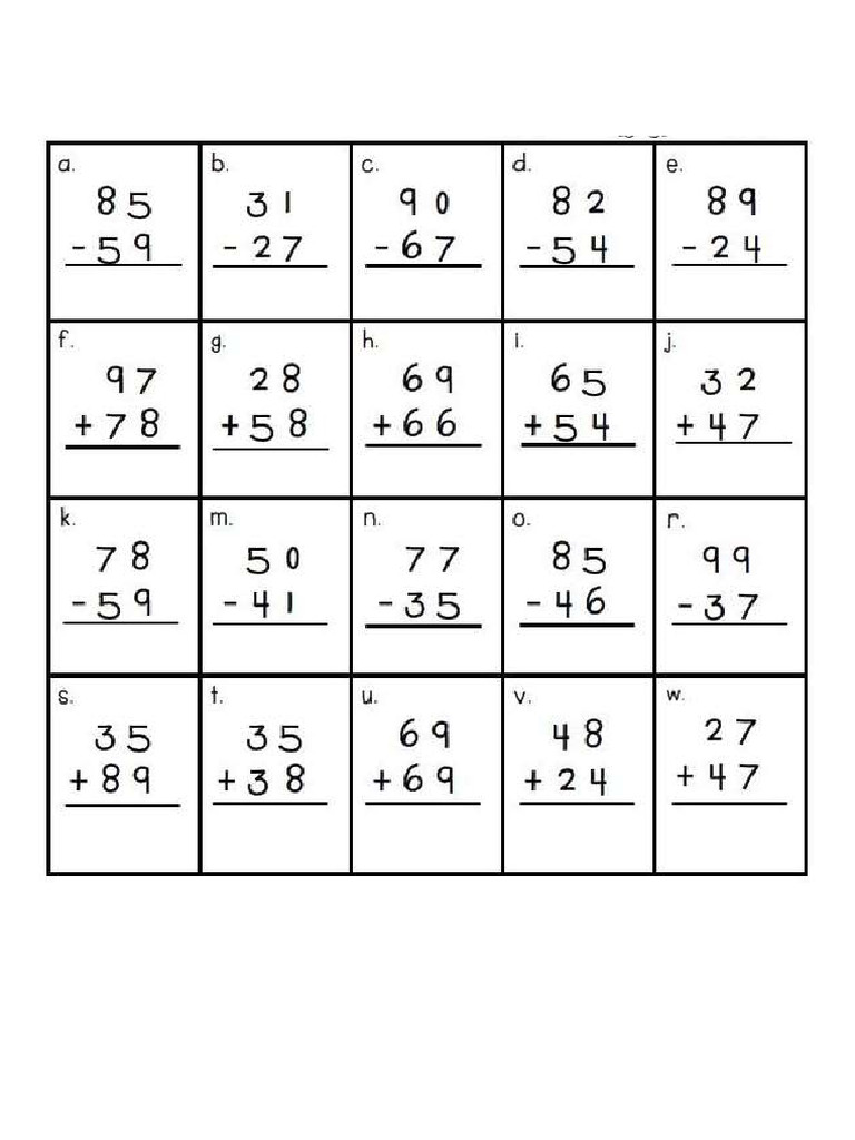 Addition Subtraction Multiplication Pdf