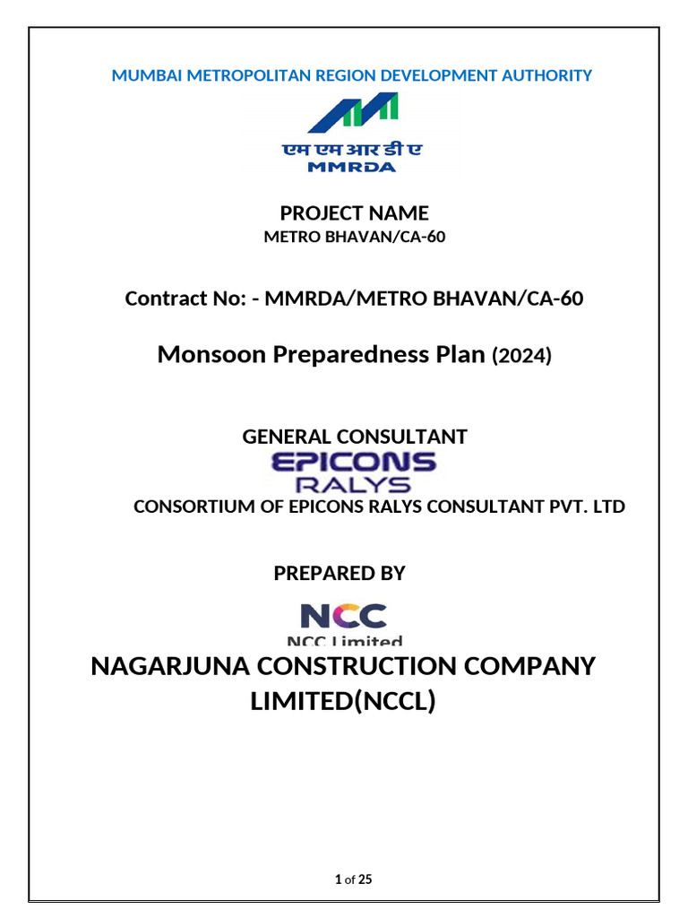 Monsoon Preparedness Plan 2024 | PDF | Waste | First Aid