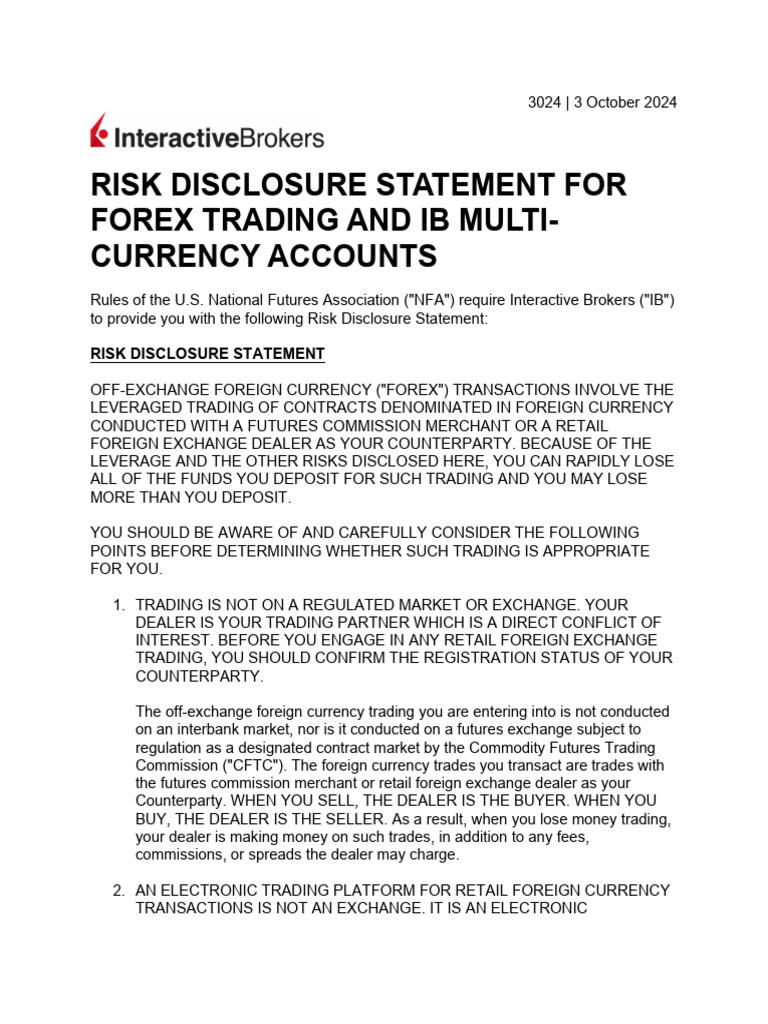 Forex and Multi-Currency Accounts Disclosure | PDF | Foreign Exchange ...