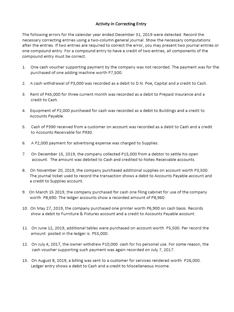 Correcting Entry Official | PDF