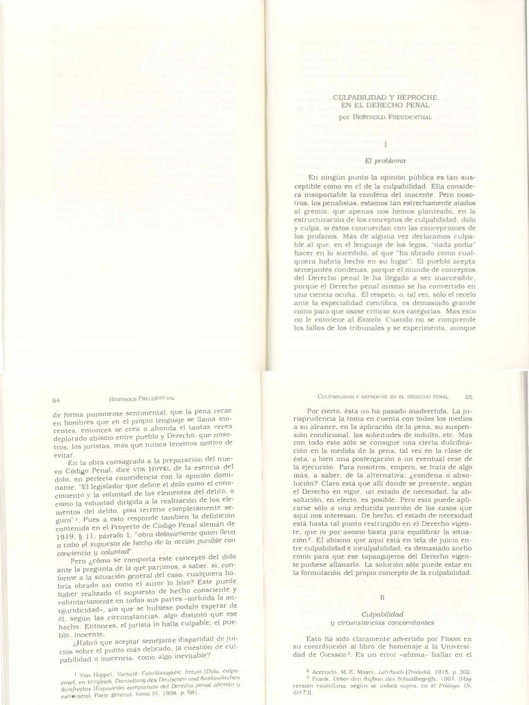 Culpabilidad y Reproche en Derecho Penal | PDF | Intención (Derecho ...