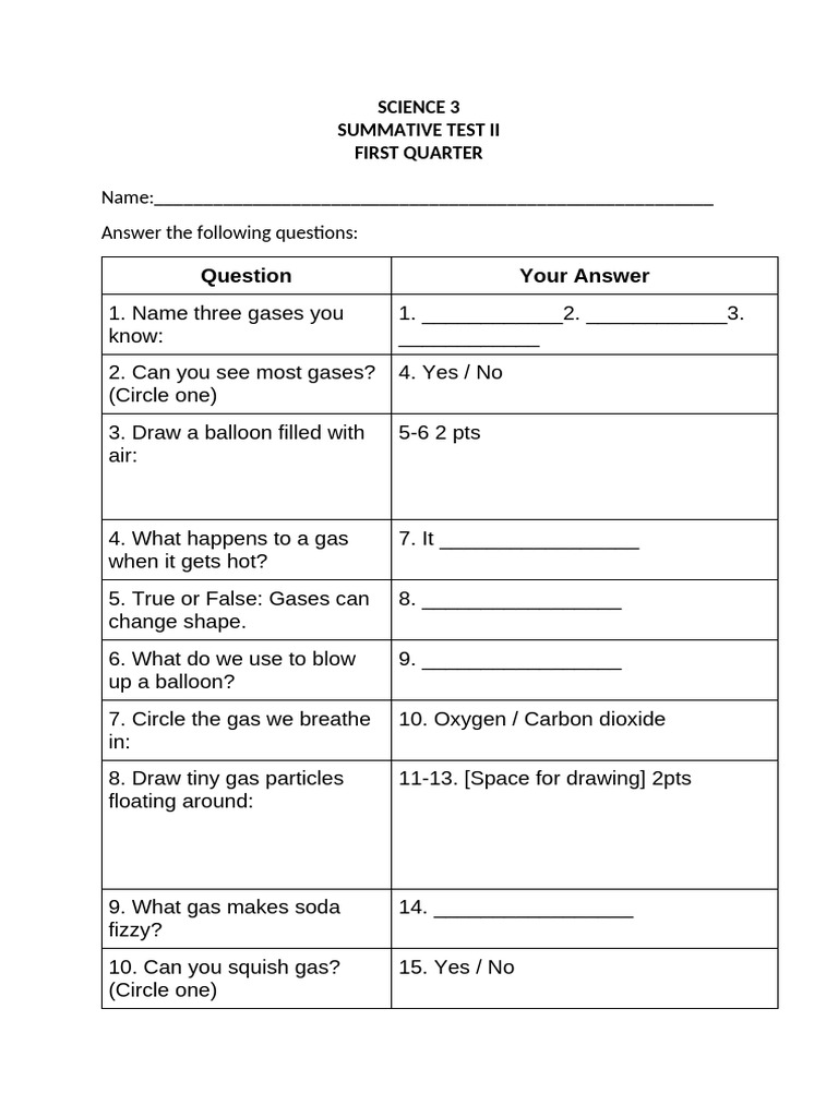 Summative 2 Quarter 1 | PDF